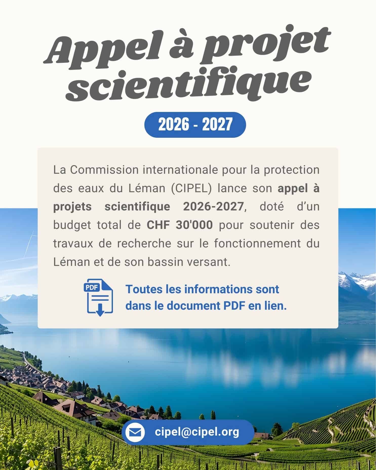 Call for scientific projects CIPEL 2026-2027 - Cipel